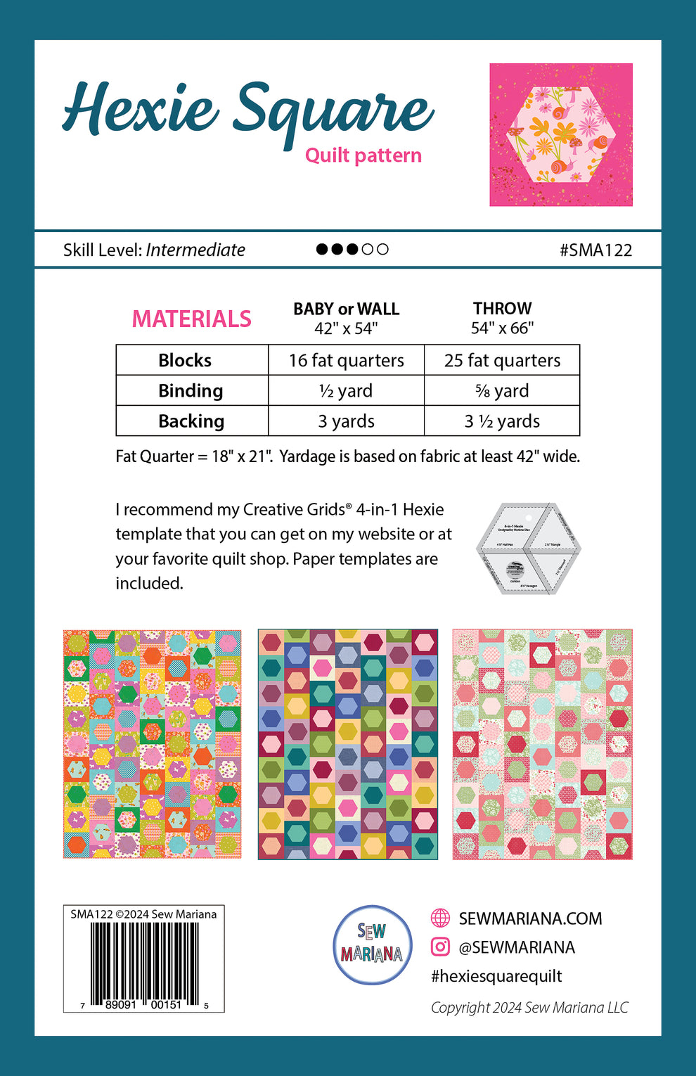 Hexie Square Quilt Pattern - PDF – Sew Mariana